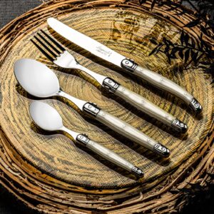 Laguiole Style de Vie flatware, cutlery set, Premium Line, 24 pieces, mother of pearl color