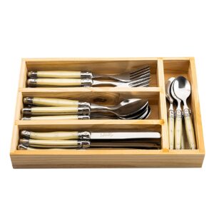 Laguiole Style de Vie flatware, cutlery set, Premium Line, 24 pieces, mother of pearl color