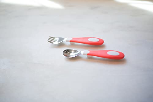 Dr. Brown’s Designed to Nourish Soft-Grip Spoon and Fork Set, Coral (Pack of 2)