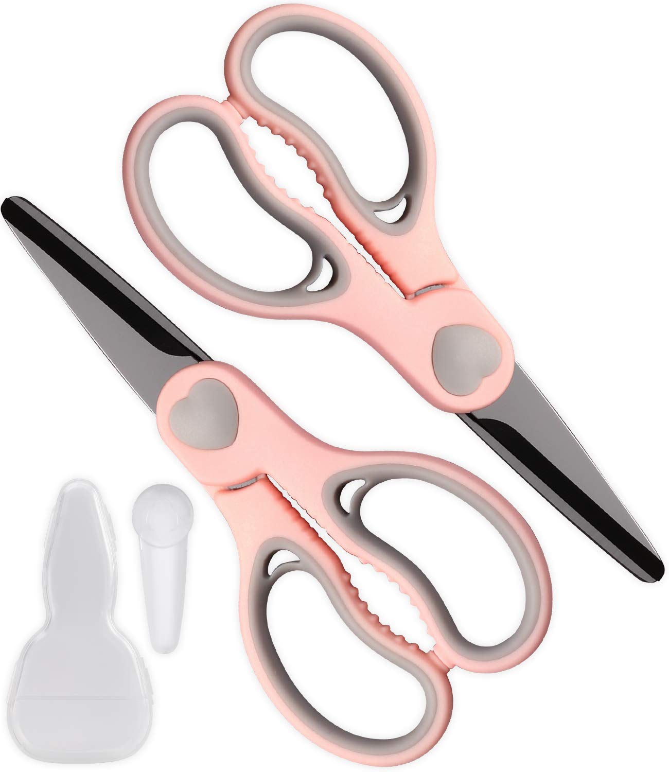 Ceramic Scissors for Baby Food by WELLSTAR, Black Blade Safety Healthy BPA Free Portable Toddler Shears with Protective Cover and Travel Case, 2 Pack