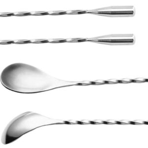 Hoshen 12 Inch Stainless Steel Long-Handled Spiral Twisted Spoon, Cocktail Mixing Spoon - 5 PCS