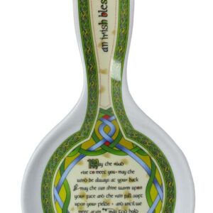 New Bone China Spoon Rest With Irish Blessing And Celtic Design, 22Cm