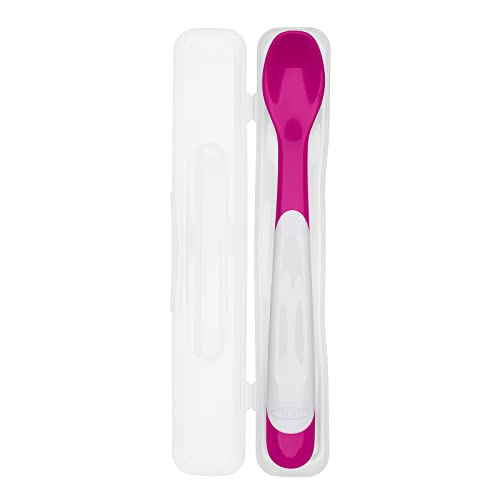 OXO Tot Plastic Feeding Spoons with Travel Case- Teal & Pink , 3 Piece Set