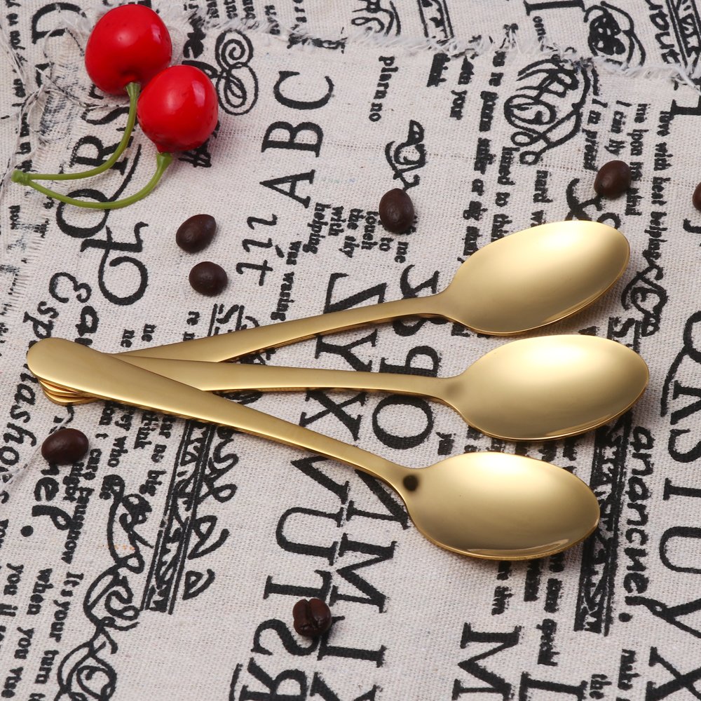 Buyer Star 12 Pieces Gold Teaspoons 5.5-Inch Mini Coffee Spoons Stainless Steel Sugar Demitasse Espresso Spoons