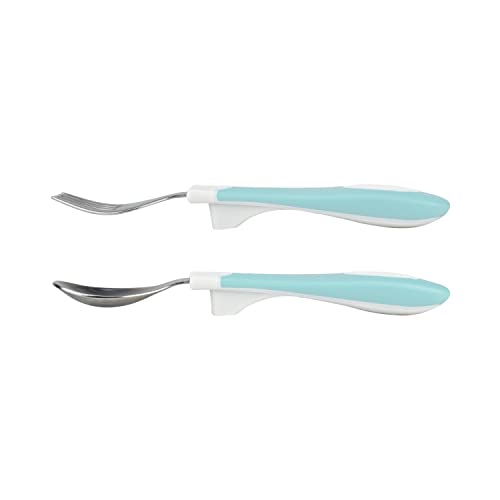 Dr. Brown’s Designed to Nourish Soft-Grip Spoon and Fork Set, Teal (Pack of 2)