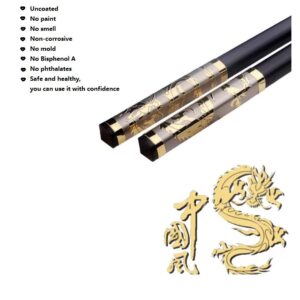 Chopsticks, fiberglass chopsticks are reusable, with chopstick rest, dishwasher safe. Chinese luxury chopsticks gift box set. 2 pairs (gold, silver) 1 portable beautiful storage bag