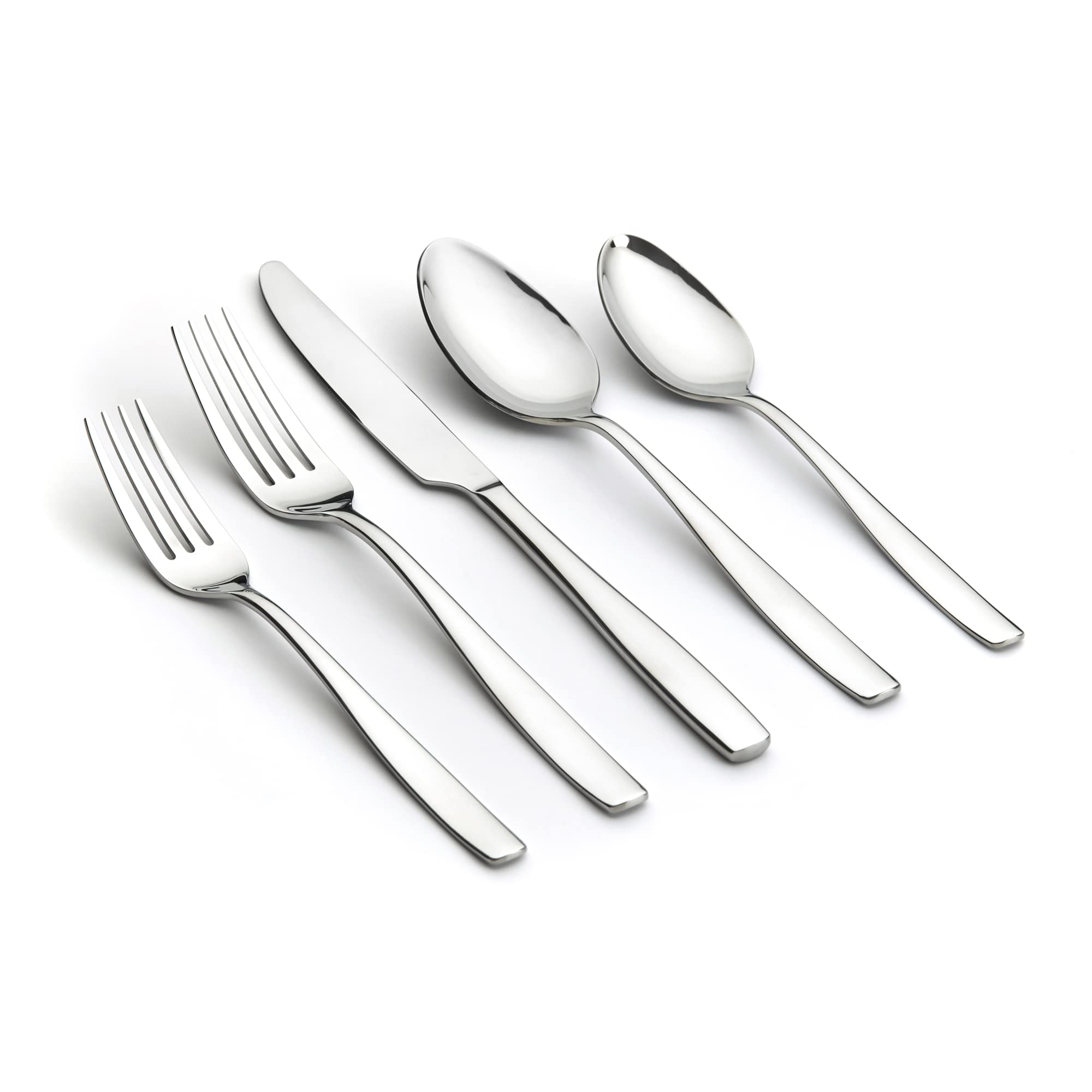 Ornative Eden 20 Piece Flatware Set, Service for 4, Includes Knives, Forks, Spoons, 18/0 Stainless Steel Silverware, Polished Silver, Dishwasher Safe, Durable and Easy Care