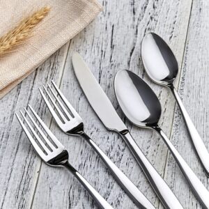 Ornative Eden 20 Piece Flatware Set, Service for 4, Includes Knives, Forks, Spoons, 18/0 Stainless Steel Silverware, Polished Silver, Dishwasher Safe, Durable and Easy Care