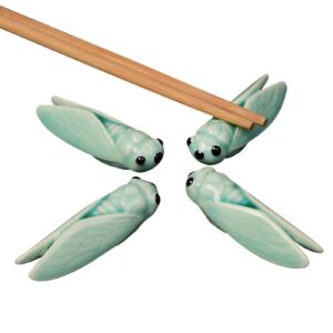 eorta 4 pcs chopstick rests cute ceramic cicada shaped knife rests chopsticks holder for home decor, dinner, restaurant, gift, crafts, 7.5 cm