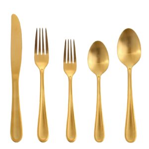 matte gold silverware set - viishow 20-piece stainless steel flatware set for 4, matte gold tableware modern satin finished kitchen cutlery set eating utensils set, dishwasher safe