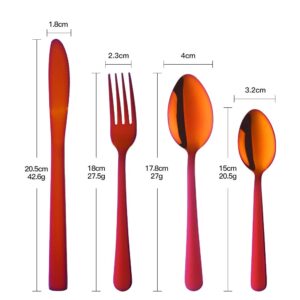 BuyGo Silverware Set Flatware Set Stainless Steel Dinnerware Set 24-Piece Cutlery Set, Service for 6, Rainbow red