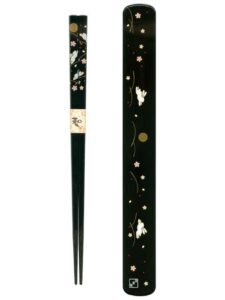 ryu mei 058016 rabbit japanese chopstick box and set, black