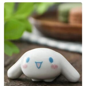 STJDM APULM Long-eared rabbit expression ceramic chopstick rest super cute pictogram 4 chopstick rest suitable for home, study, dining table, bistro.