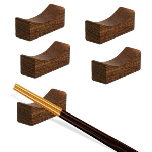 5pcs cute wooden rests holders racks gift set for knife chopstick spoon fork cutlery, natural brown chopsticks flatware holders, premium tableware stand rack set for home restaurant party hotel dinner