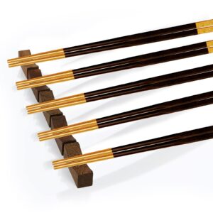 5pcs Cute Wooden Rests Holders Racks Gift Set for Knife Chopstick Spoon Fork Cutlery, Natural Brown Chopsticks Flatware Holders, Premium Tableware Stand Rack Set for Home Restaurant Party Hotel Dinner