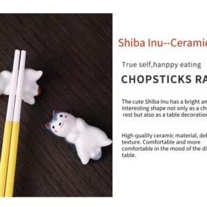 ABOING Japanese grocery animal series Cute cartoon dog Shiba Inu chopsticks stand decoration Exquisite and bright ceramics(10pcs)