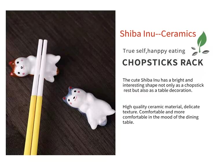 ABOING Japanese grocery animal series Cute cartoon dog Shiba Inu chopsticks stand decoration Exquisite and bright ceramics(10pcs)