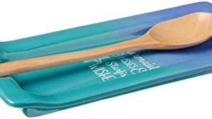 DEI Ceramic Spoon Rest, 8.74 x 3.86 x 1.06, Blue/Green