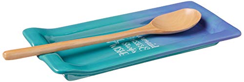 DEI Ceramic Spoon Rest, 8.74 x 3.86 x 1.06, Blue/Green