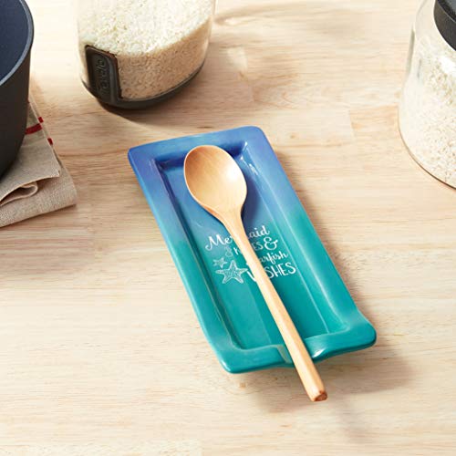 DEI Ceramic Spoon Rest, 8.74 x 3.86 x 1.06, Blue/Green