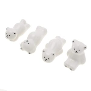 oryougo set of 4 white bear ceramic chopstick holder creative polar bears chopstick rest spoon fork knife rack table decor