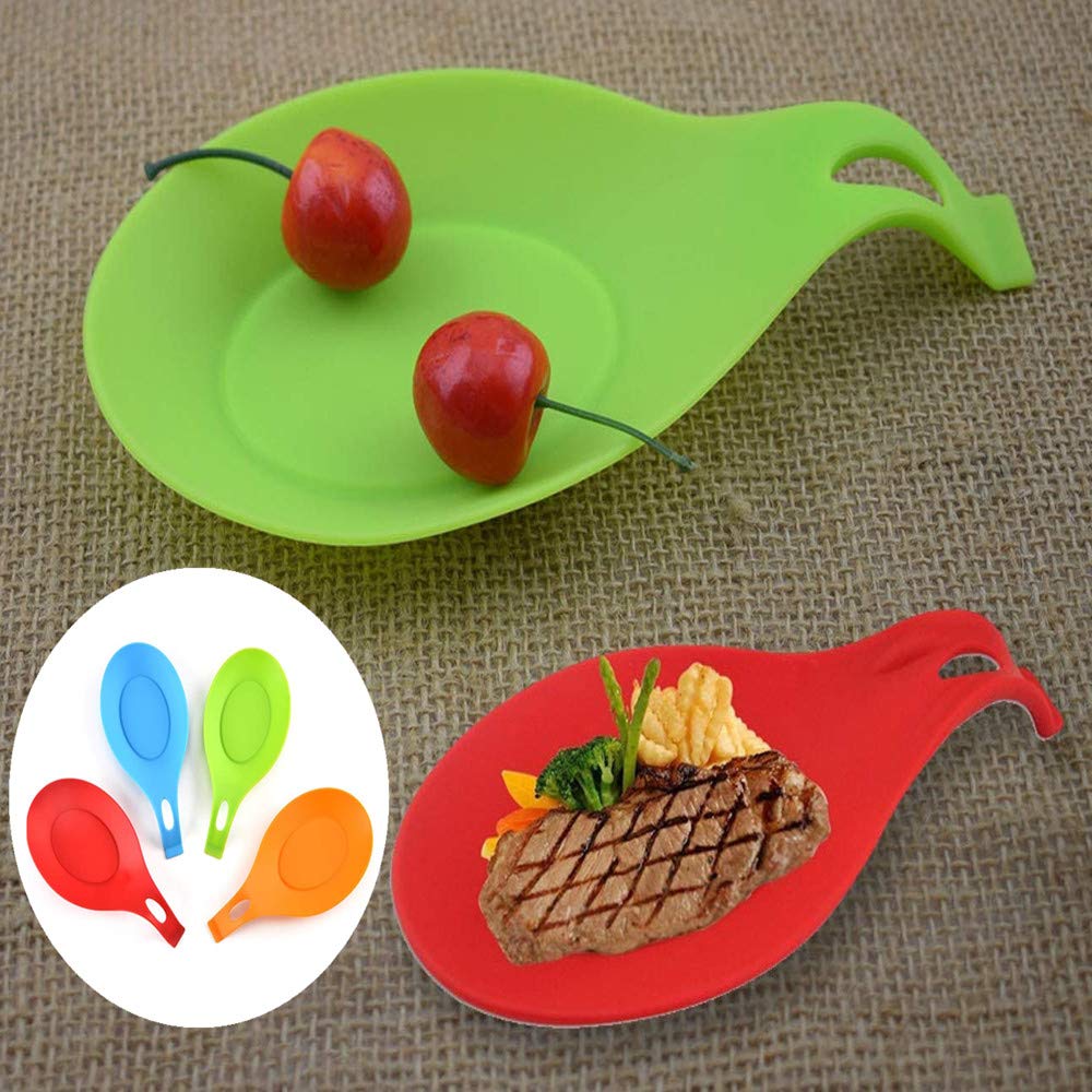 5 Pcs Spoon Rest Set Colourful Silicone Cushion for Kitchen Spoon Rest Utensil Spatula Holder