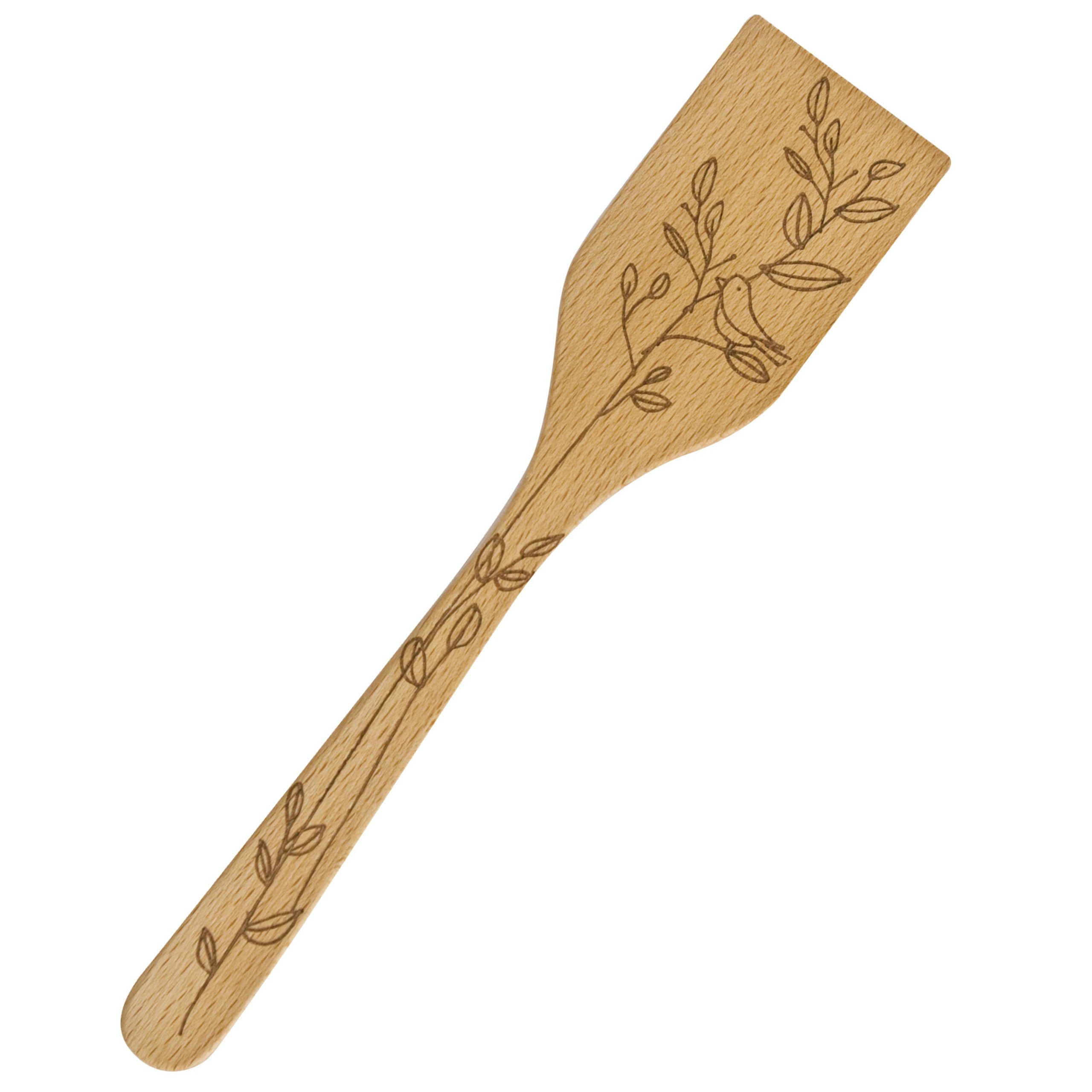 Talisman Designs Mini Silicone Laser Etched Beechwood Handle | Nature Design | Cute & Functional, Turner Spatula