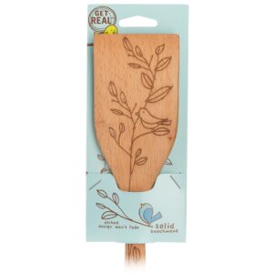 Talisman Designs Mini Silicone Laser Etched Beechwood Handle | Nature Design | Cute & Functional, Turner Spatula