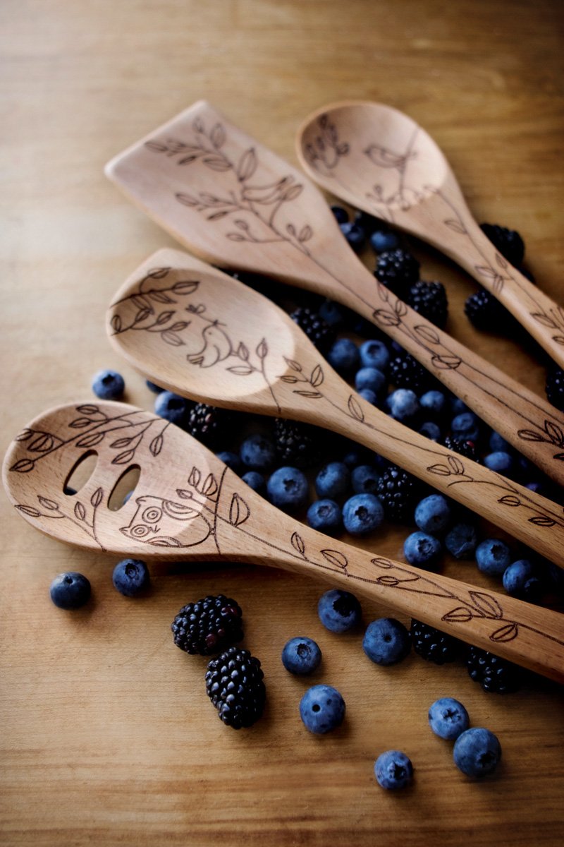 Talisman Designs Mini Silicone Laser Etched Beechwood Handle | Nature Design | Cute & Functional, Turner Spatula