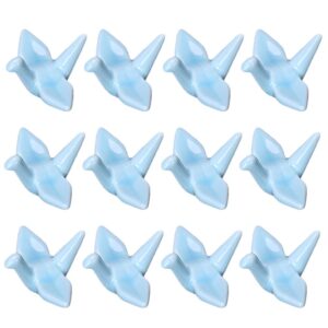 white decorative pillow 12pcs japanese chopsticks rest, origami crane chopstick holder ceramic chopsticks holder for home table (blue)