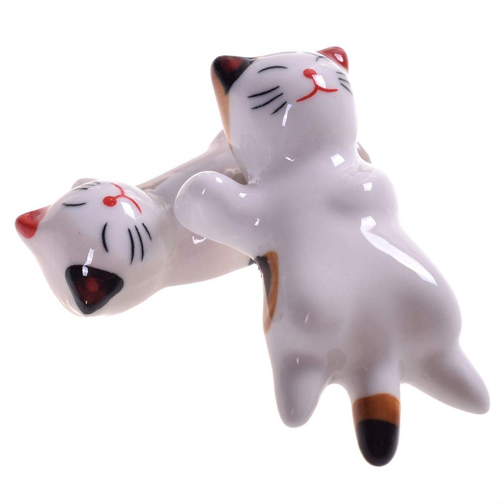 IUAQDP Set of 6 Cute Cat Chopsticks Rest Dinner Spoon Stand Knife Fork Holder Chopsticks Forks Holder Stand Chopsticks Stand Ceramic Home Decoration