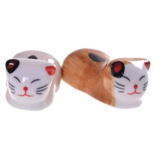 IUAQDP Set of 6 Cute Cat Chopsticks Rest Dinner Spoon Stand Knife Fork Holder Chopsticks Forks Holder Stand Chopsticks Stand Ceramic Home Decoration