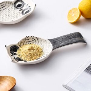 Ceramic Spoon Rest 3D Owl Spoon Holder Spatula Ladle Holder for Home Kitchen