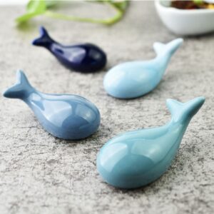 WAIT FLY Ceramic Chopsticks Holder, Chopstick Fork Rack, Set of 5, Whale Shape