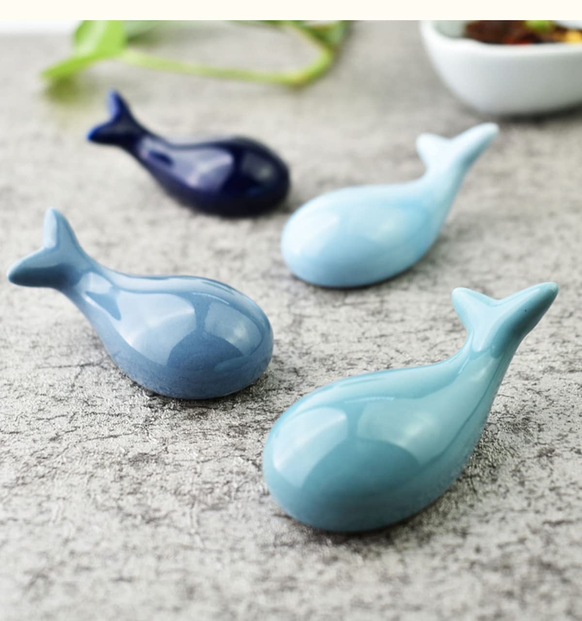 WAIT FLY Ceramic Chopsticks Holder, Chopstick Fork Rack, Set of 5, Whale Shape