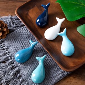 WAIT FLY Ceramic Chopsticks Holder, Chopstick Fork Rack, Set of 5, Whale Shape