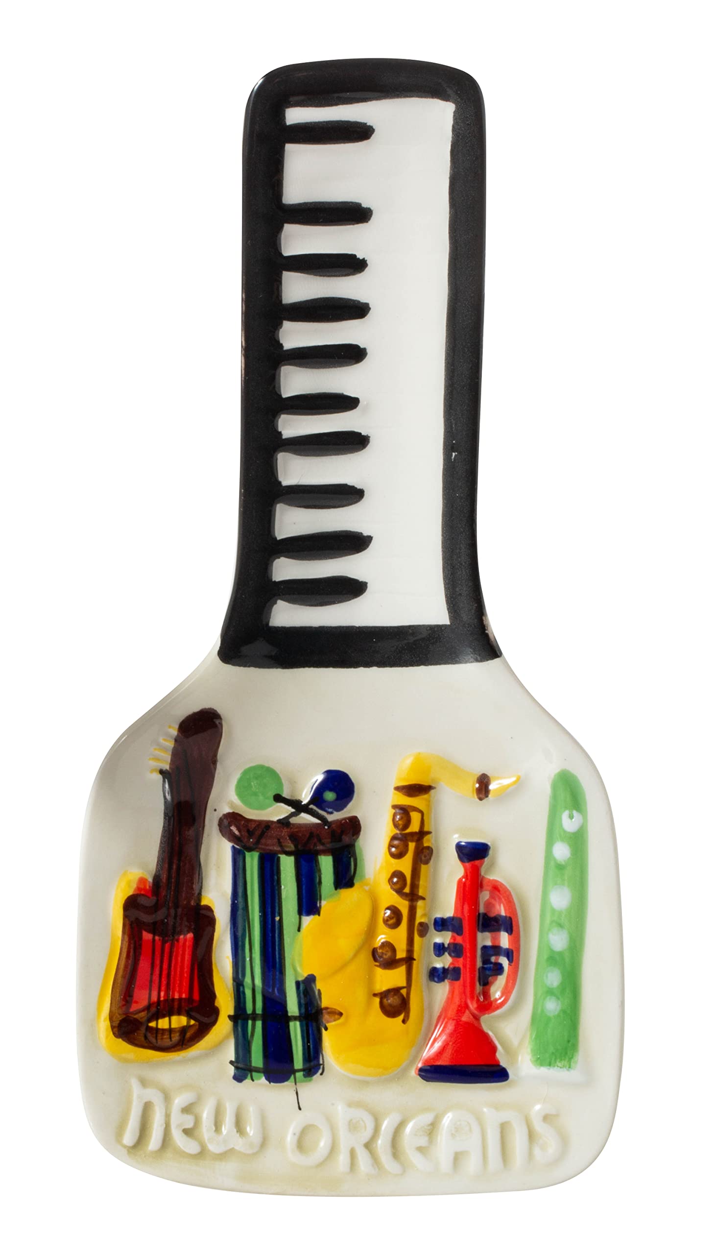 New Orleans Souvenir Instruments with Piano Keys Ceramic Spoon Rest