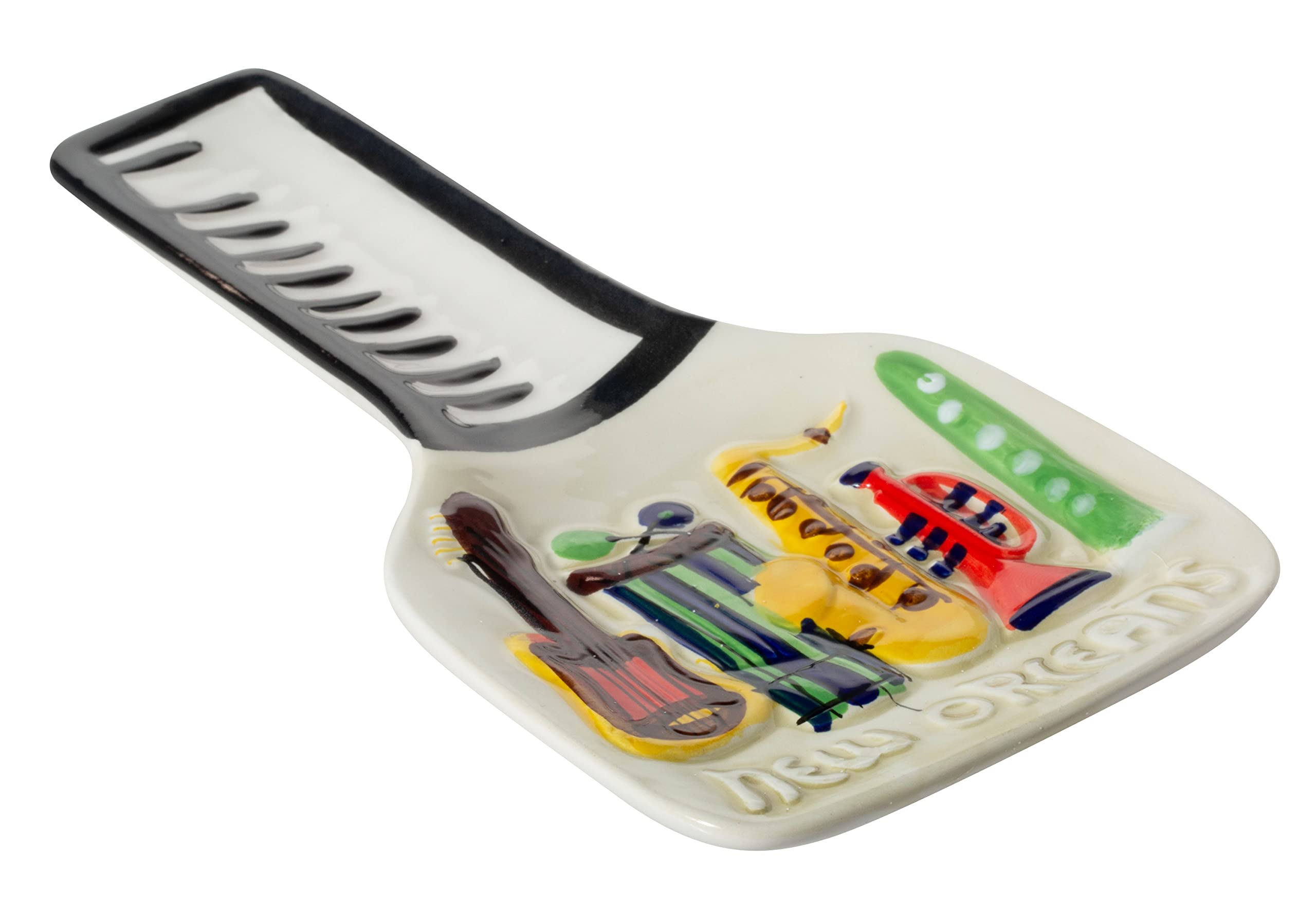 New Orleans Souvenir Instruments with Piano Keys Ceramic Spoon Rest