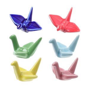 besportble 6pcs porcelain chopstick rest ceramic chopsticks holder origami crane chopsticks stand rest for spoon fork tableware