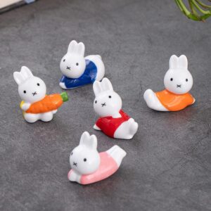 aeolk cute rabbit chopstick holder creative pottery decoration cute fashion gift home office desktop decoration car accessories kitchen supplies 5 pieces suitable for restaurant izakayaholiday gifts,