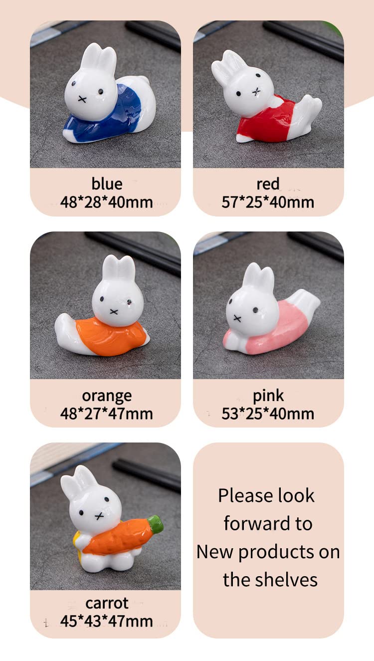 AEOLK Cute rabbit chopstick holder creative pottery decoration cute fashion gift home office desktop decoration car accessories kitchen supplies 5 pieces suitable for restaurant izakayaHoliday gifts,