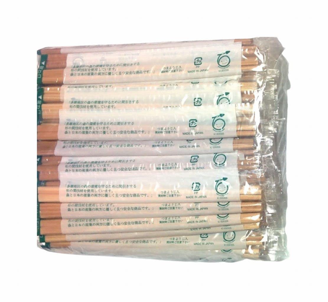 Made in Japan Disposable Chopsticks Home-grown Japanese Cedar (thinning residues) 100 Pairs (film packaged individually)