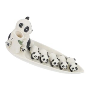 abaodam 1 set ceramics panda doll set writing brush japanese decor sushi plate food animal soya sauce holder decorate rice spoon dining room table decor cartoon japanese chopstick stand