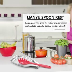 LIANYU Spoon Rest Set of 2, Stainless Steel Spoon Holder for Kitchen Stove Top, Spatula Spoon Ladle Utensil Holder, Heavy Duty, Dishwasher Safe