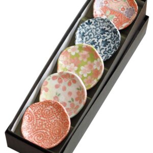 EDOYA Japanese Pattern Mino Ceramic Chopsticks Rest Made in Japan (Set of 5, Flower Type)