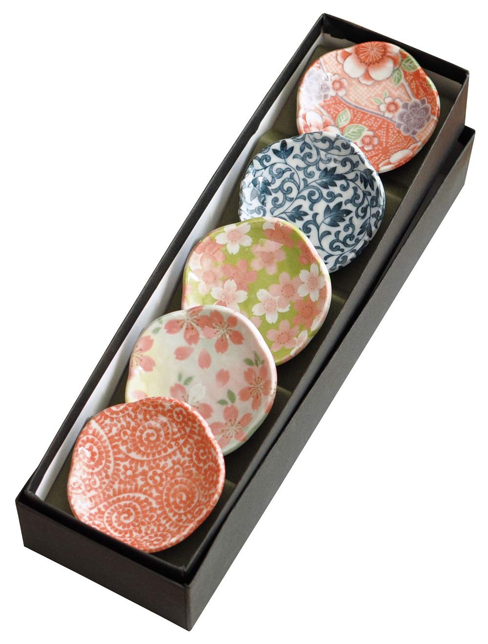 EDOYA Japanese Pattern Mino Ceramic Chopsticks Rest Made in Japan (Set of 5, Flower Type)