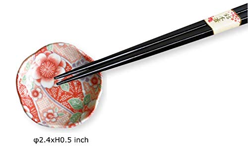 EDOYA Japanese Pattern Mino Ceramic Chopsticks Rest Made in Japan (Set of 5, Flower Type)