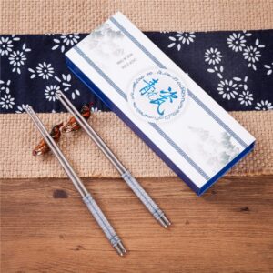 4 (2 pairs) Silver Stainless Steel Chopsticks & Mandarin Duck Holders Set In Gift Box