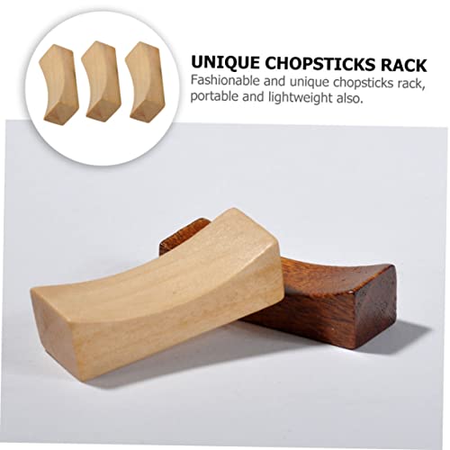 Hemoton 12pcs Single Concave Chopstick Rest Chopsticks Stand Flastwrae Rest Rack Spoon Fork Holder Chopsticks Holder Stand Utensil Holder Chopstick Holder Wooden Tableware Simple