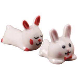 ultechnovo 2pcs ceramic rabbit chopstick rest ceramic rest ceramic chopsticks holder rabbits chopstick rest stand chinese spoons chopstick holder ceramics white storage rack household